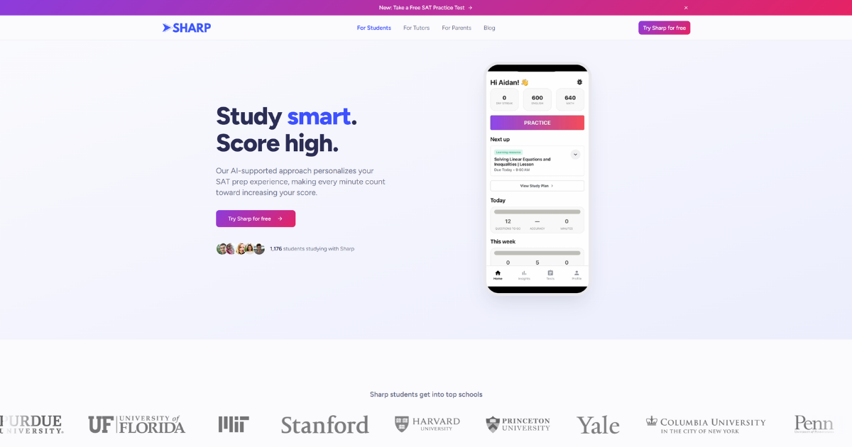 Sharp — Smarter SAT Prep, Supported by AI